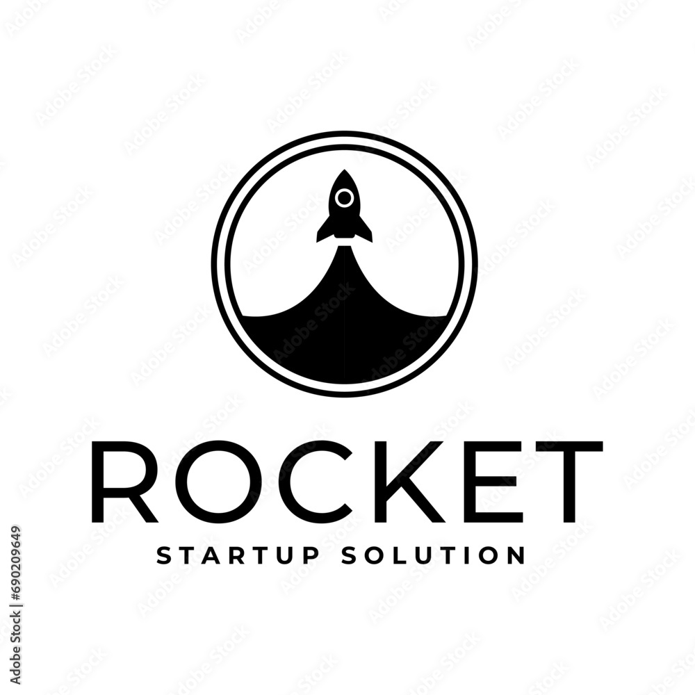 Rocket launch logo vector template. Creative rocket flight startup fly ...