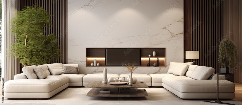 Luxurious interior Living room interior in modern house. Website header ...