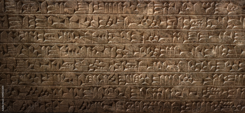 Ancient cuneiform Sumerian text. Historical background on the theme of ...