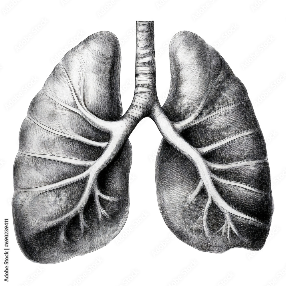 Pencil drawings reveal the complex structure of the Human Lung or ...