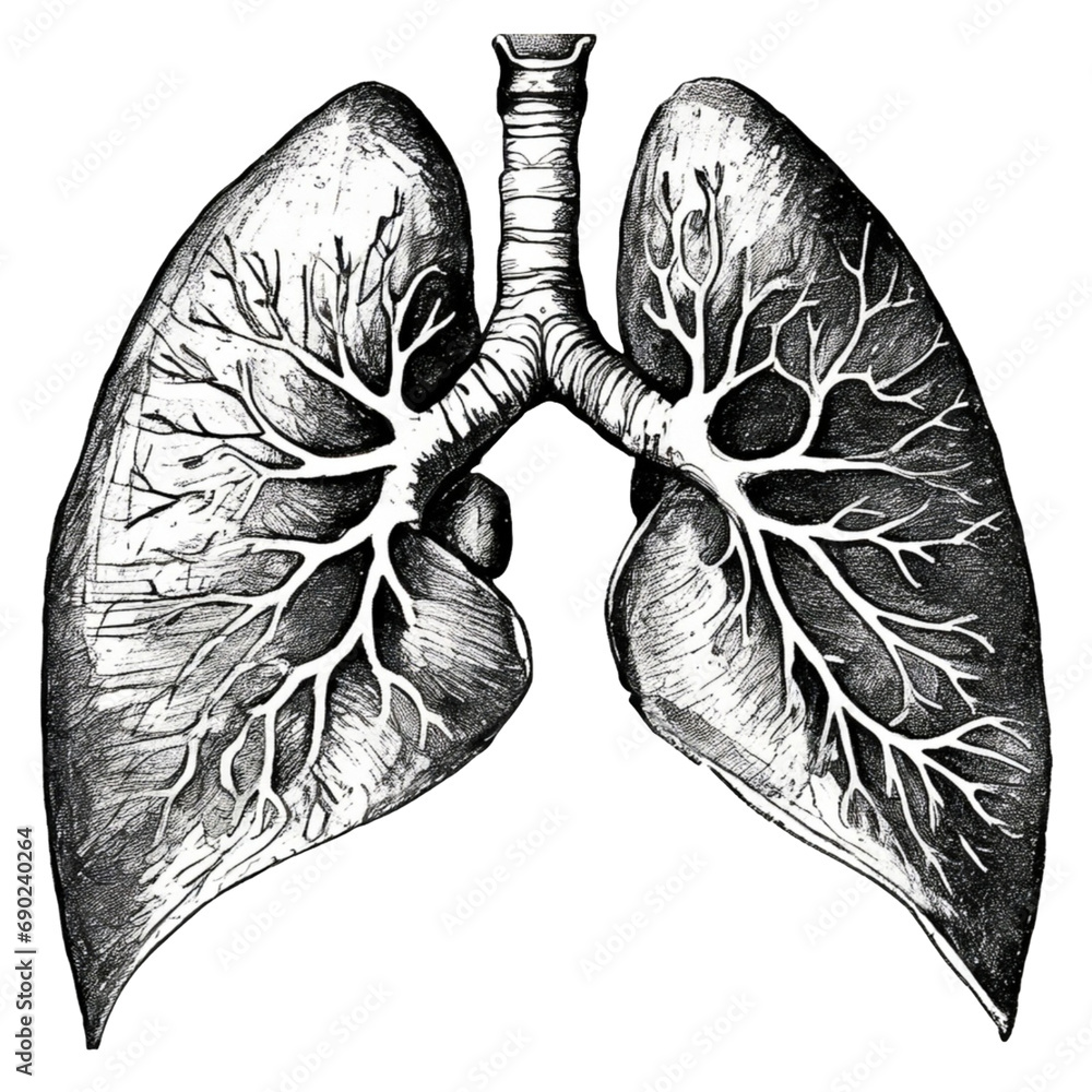 Pencil drawings reveal the complex structure of the Human Lung or ...
