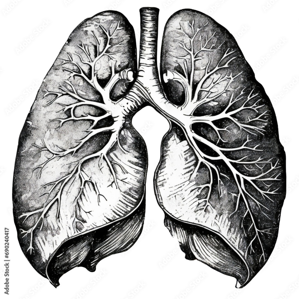 Pencil drawings reveal the complex structure of the Human Lung or ...
