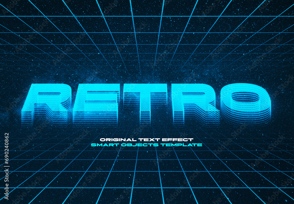 Blue Retro Arcade Text Effect Mockup With Generative AI Stock Template ...