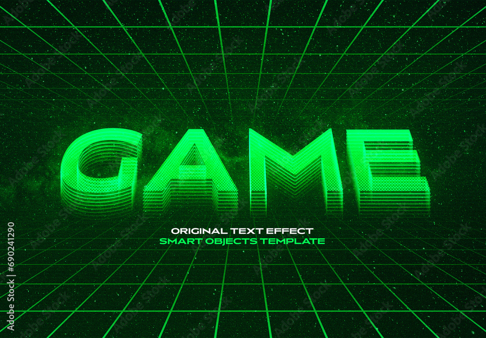 Green Retro Arcade Text Effect Mockup With Generative AI Stock Template ...