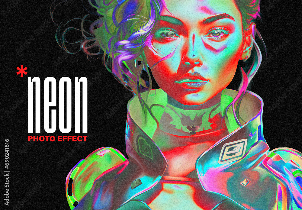 Smooth Negative Neon Photo Effect Mockup With Generative AI Preview ...