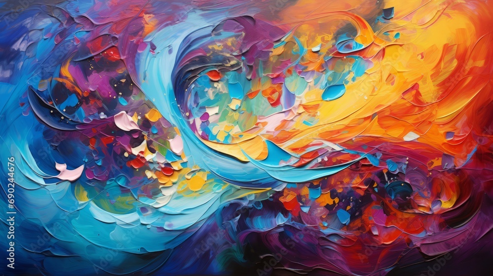 abstract symphony of colors, in the style of rich thick impasto ...
