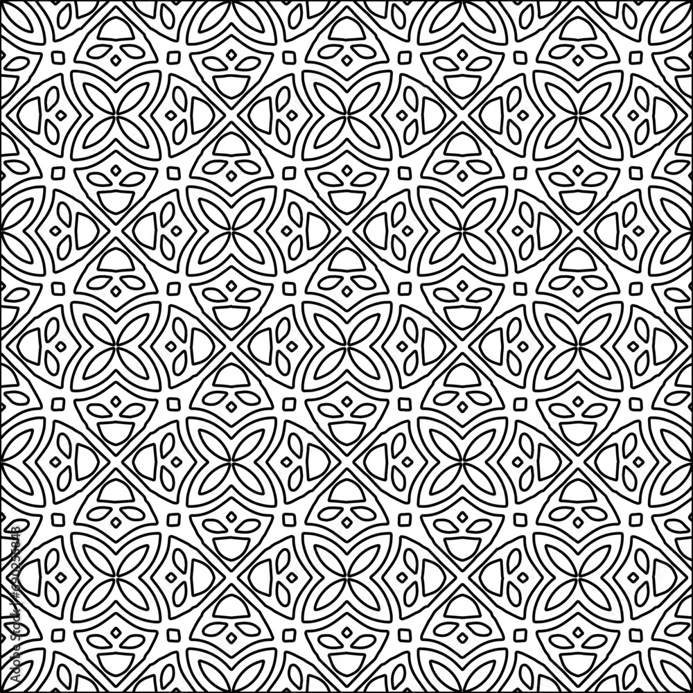 Black lines on white background. Wallpaper with figures from lines ...