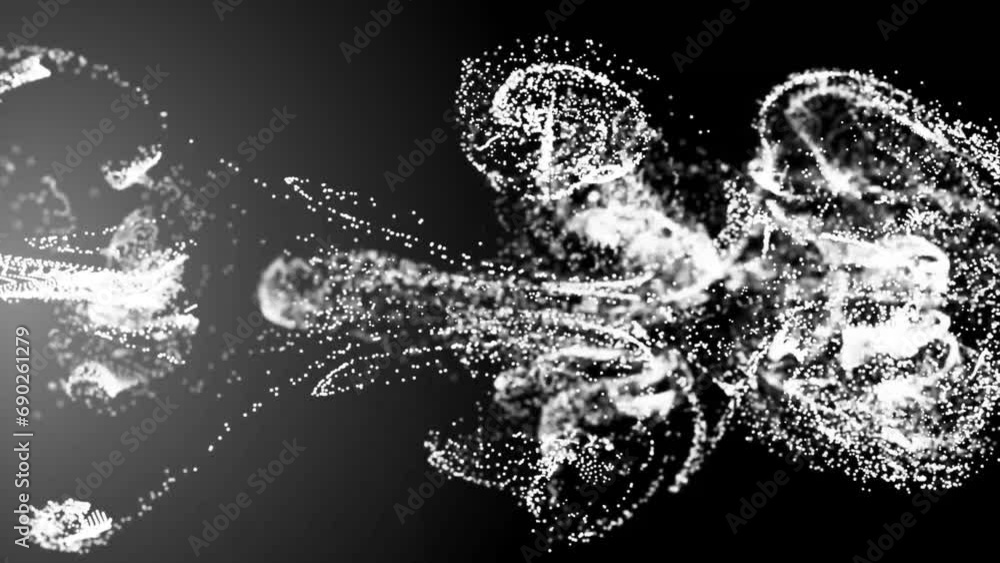 Vidéo Stock White fluid particle dots are flowing in the animated video. Animation of glowing ...