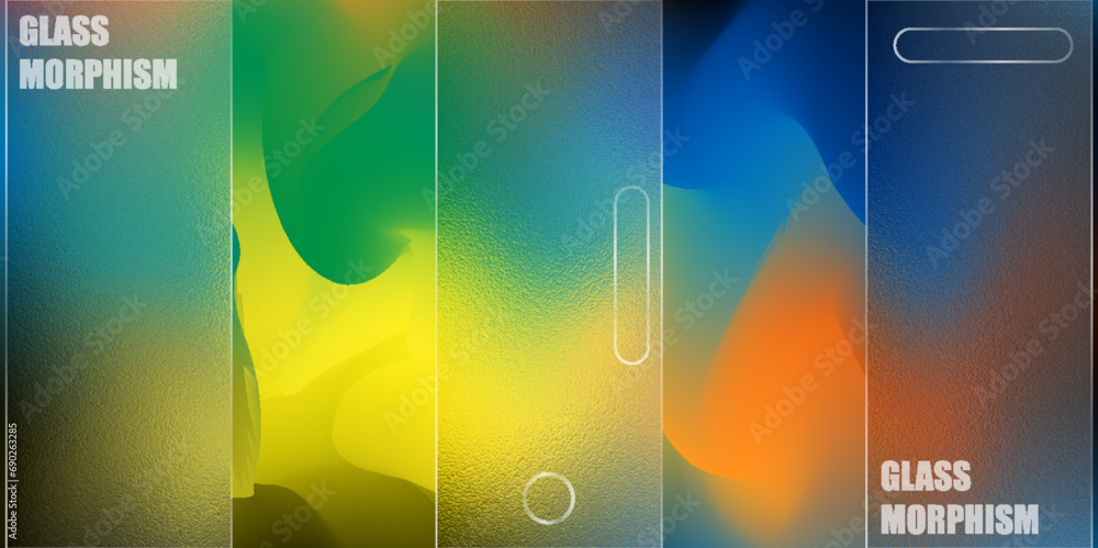 Realistic glassmorphism design in multicolor background premium vector ...