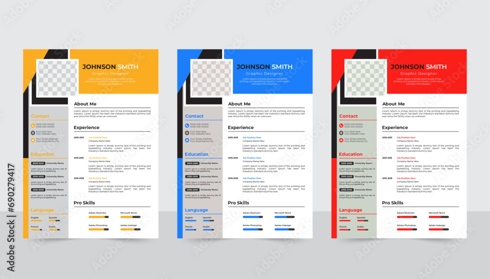 Clean Modern Resume and Cover Letter Layout Vector Template for ...