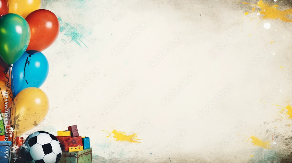copy space, stockphoto, birtday card for child, soccer theme. Beautiful ...