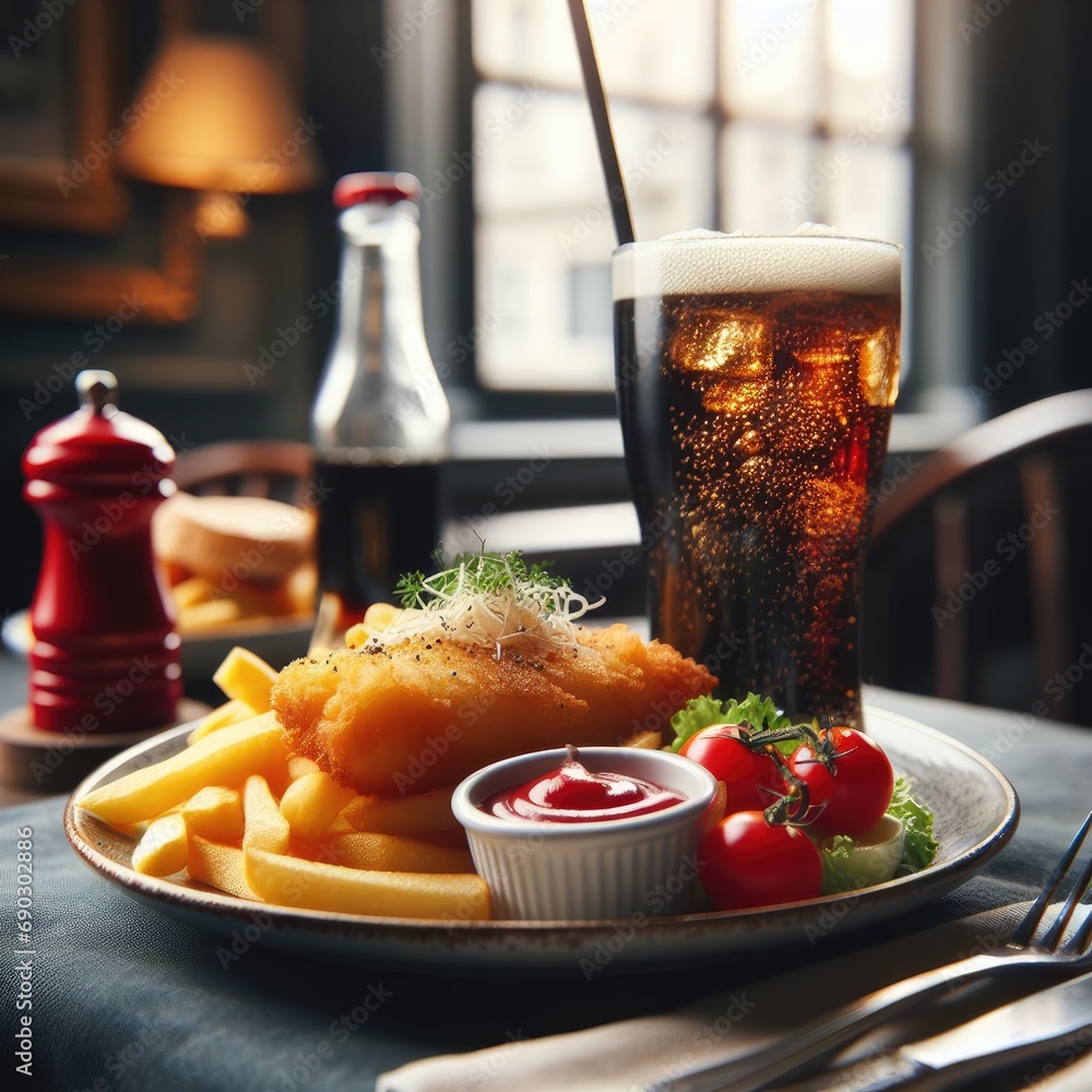 fast food background with fries and nuggets and hamburgers Stock ...