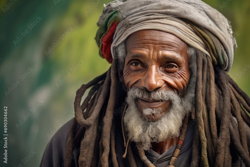 Rasta Man With Grey Hair And Dreadlocks. Сoncept Bohemian Fashion ...