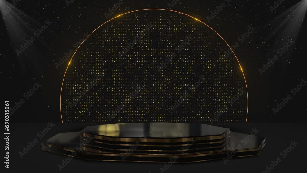 4K 3D luxurious golden particle optical fiber Light moving space ...