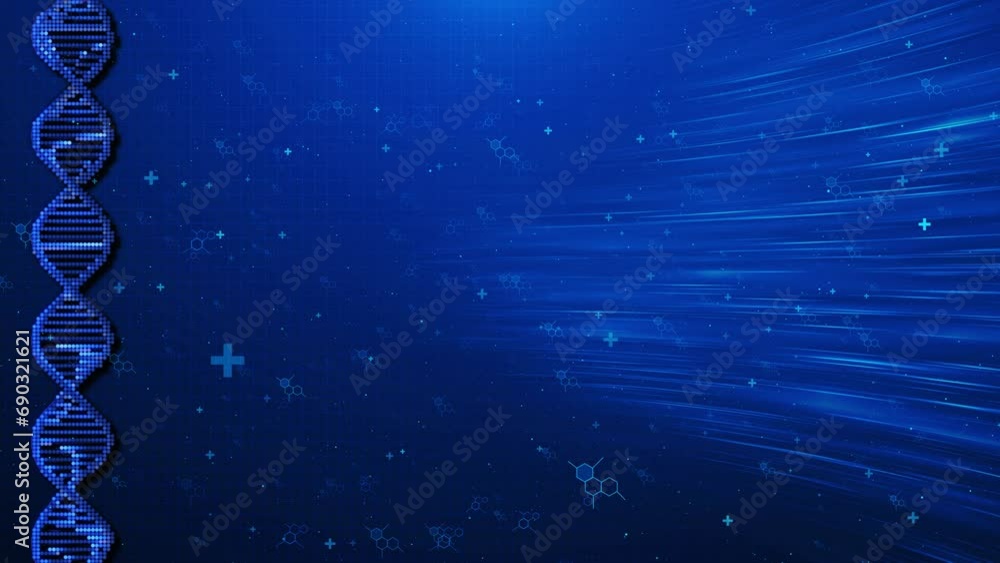 Abstract Blue digital DNA molecule biotechnology, chemistry, science ...
