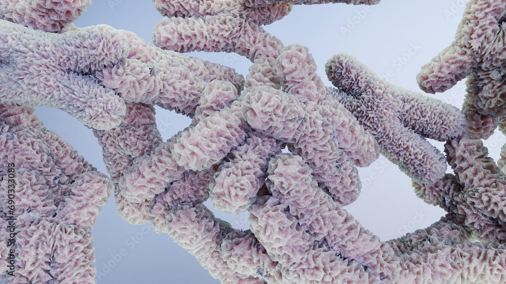 Human chromosome under microscope, genome sequence. Molecular biology ...