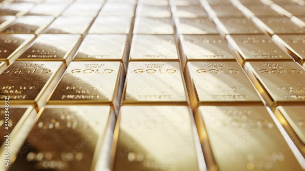 Brilliant ingots of the gold in the safety storage of the national ...