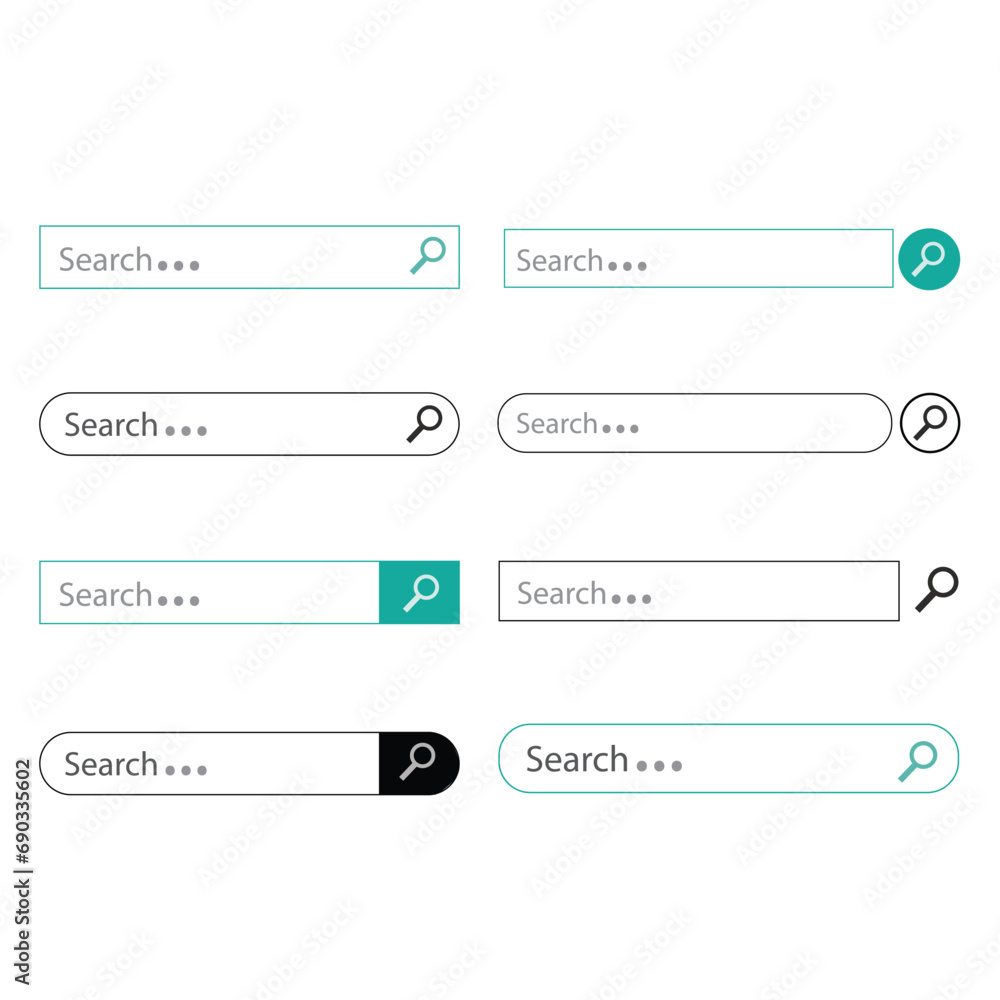 Google search bar window vector illustration set collection isolated on ...