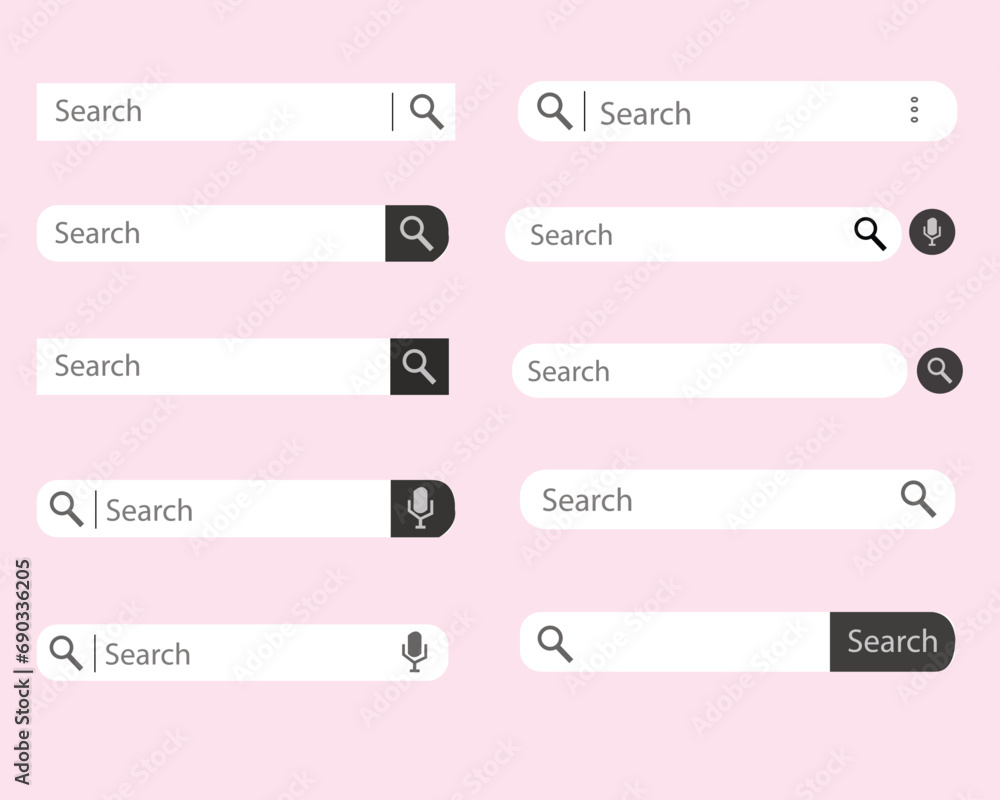 Google search bar window vector illustration set collection isolated on ...