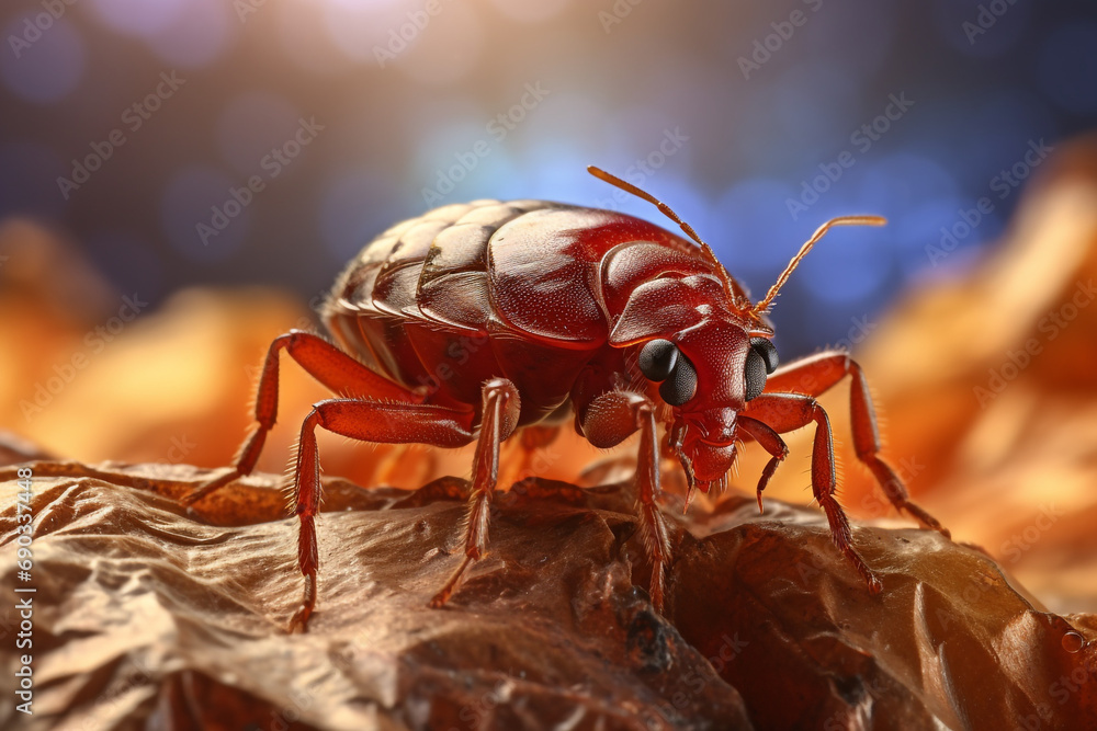 Bedbug Close up of Cimex hemipterus - bed bug on bed background created ...