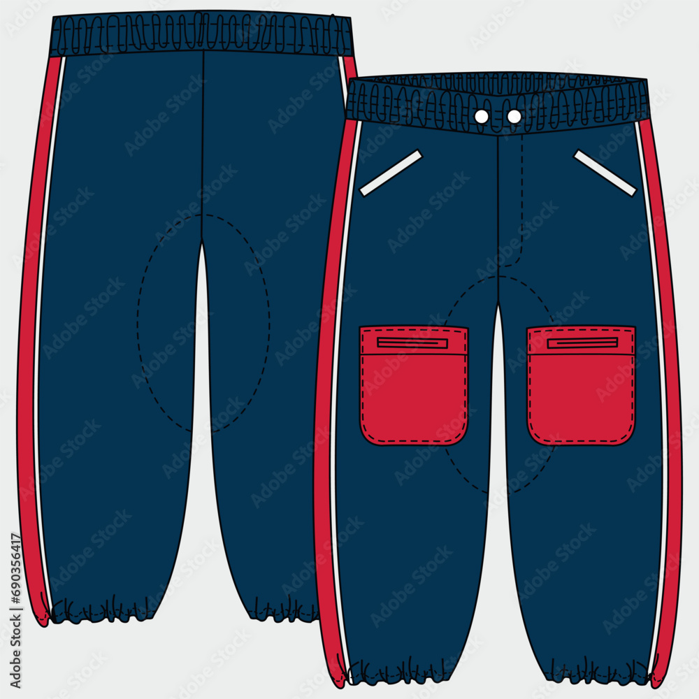 Two Panel Joggers Front and Back View. Fashion Illustration, Vector ...