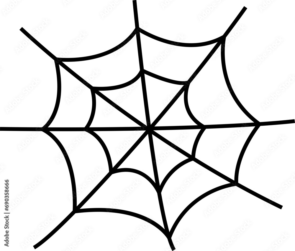 Symmetrical spider web line icon. Geometric halloween badge. Minimal ...