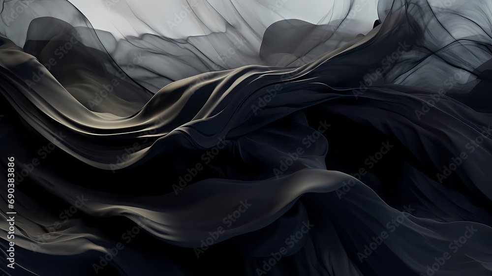 black abstract art with watercolor paint brush strokes, whisps and ...