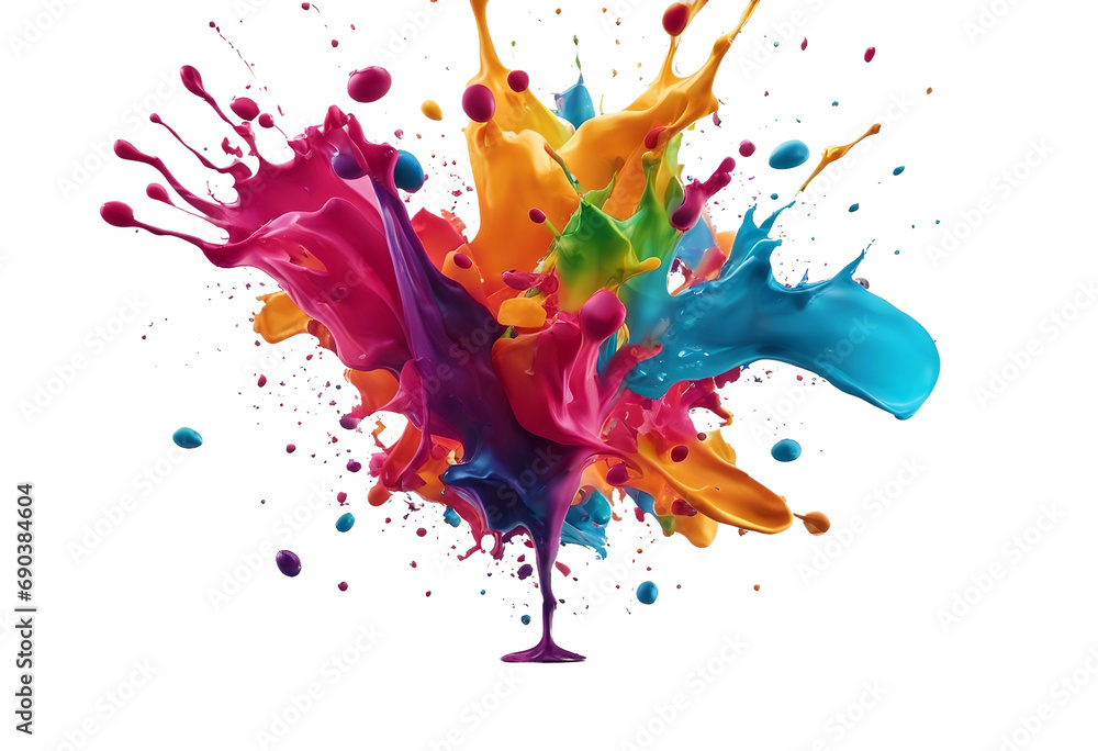 Colorful paint splash Isolated design element on the transparent ...