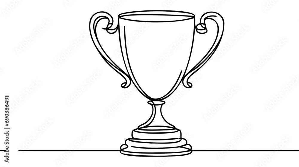 Continuous one line drawing of trophy cup competition. Trophy cup line ...