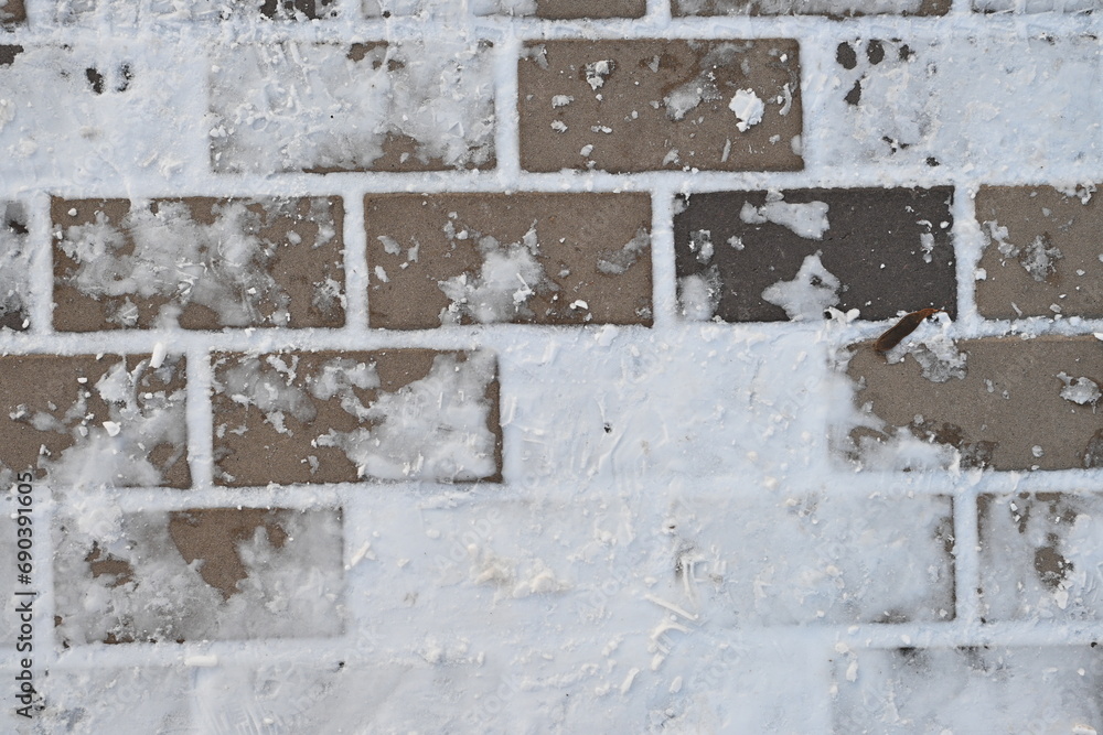 snow-covered asphalt, snow-covered road surface asphalt tile covered ...