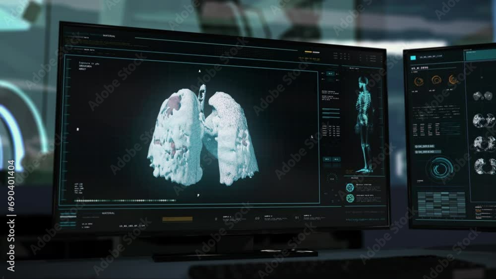 Diagnostic system interface is scanning the organs of a person ...