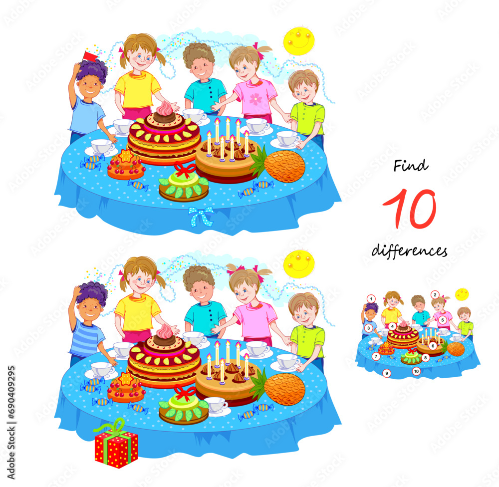 Find 10 differences. Logic puzzle game for children and adults ...