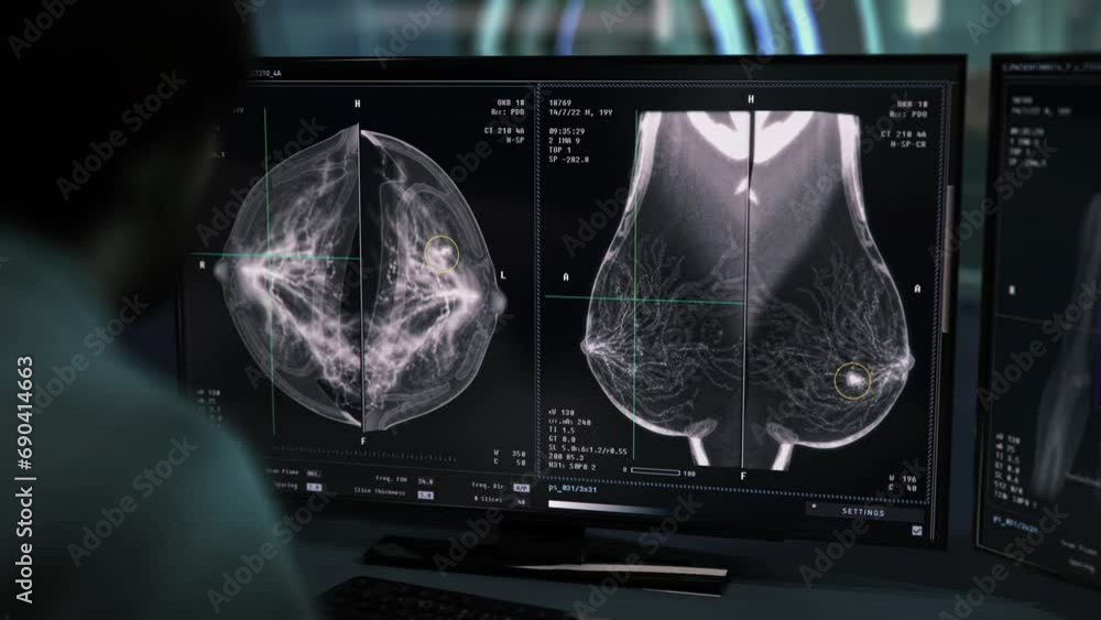 Cancer Detection Technology Analyzing Woman Breast For Diagnosis