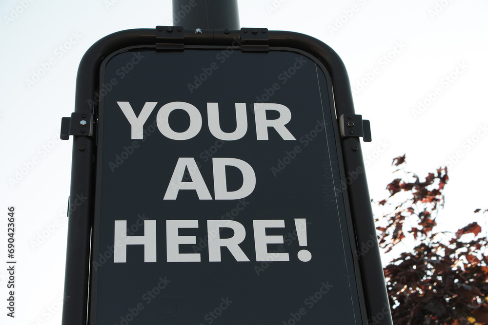 your ad here advertisement vertical rectangle sign on post outdoor ...