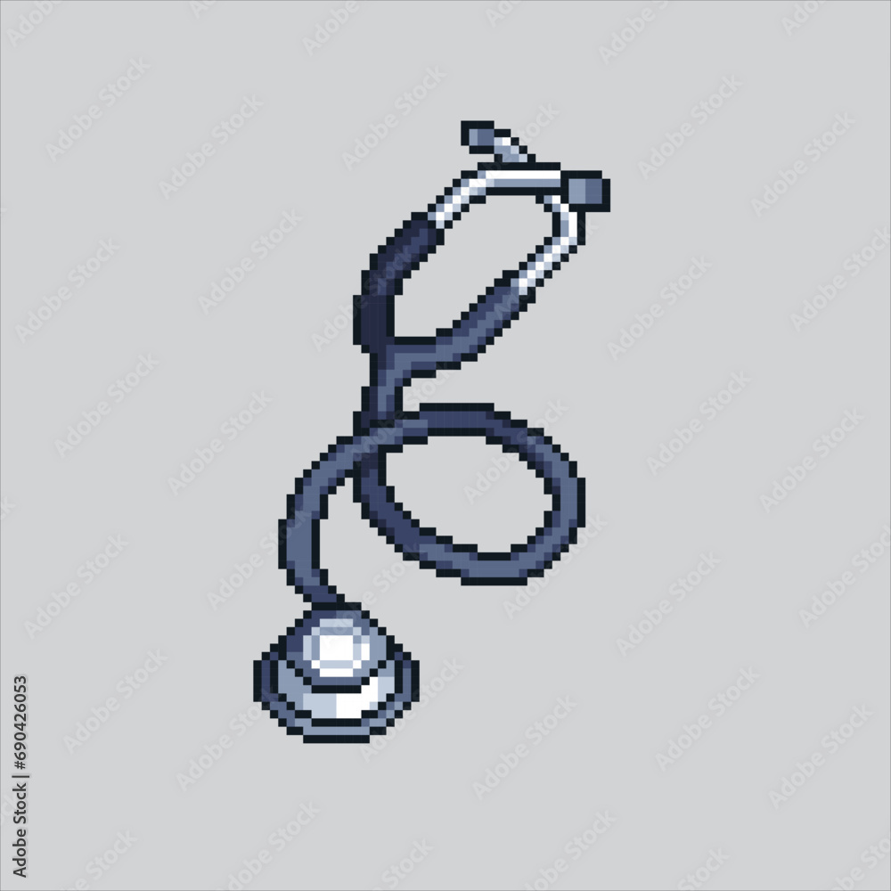 Pixel art illustration Medical Stethoscope. Pixelated Stethoscope ...