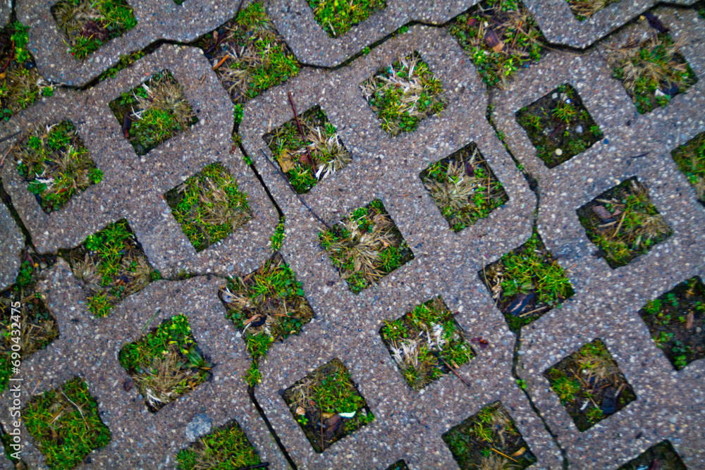Eco-Friendly Permeable Paving and Green Grass in Urban Design Stock ...