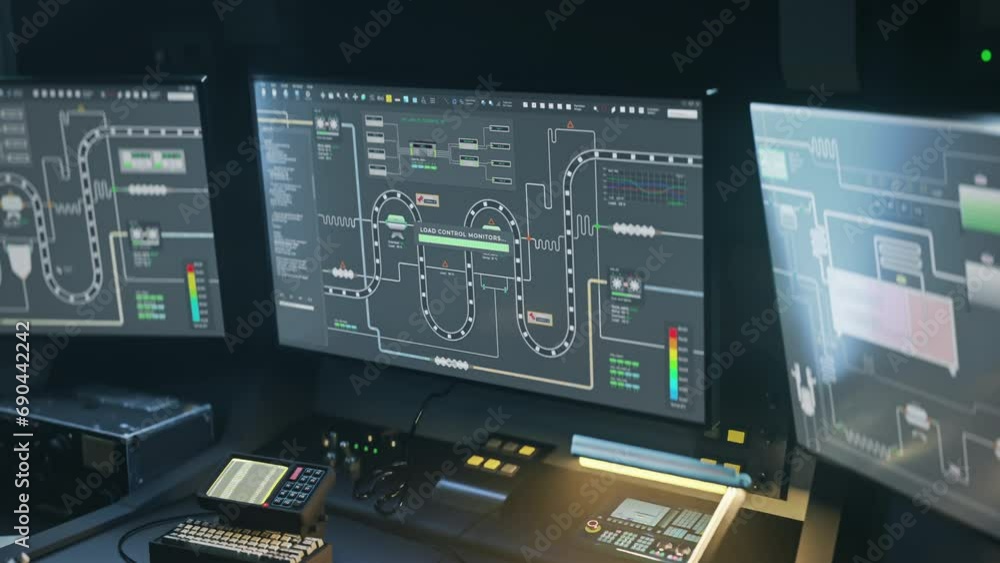Computer Program Controlling The Industrial Conveyor At The Factory Program Controlling The