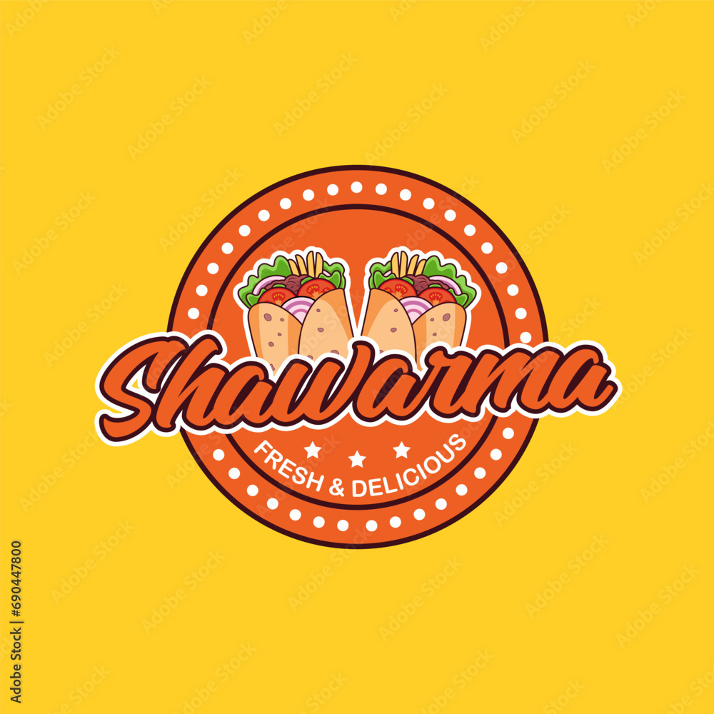 Shawarma logo design fresh and delicious Stock Vector | Adobe Stock