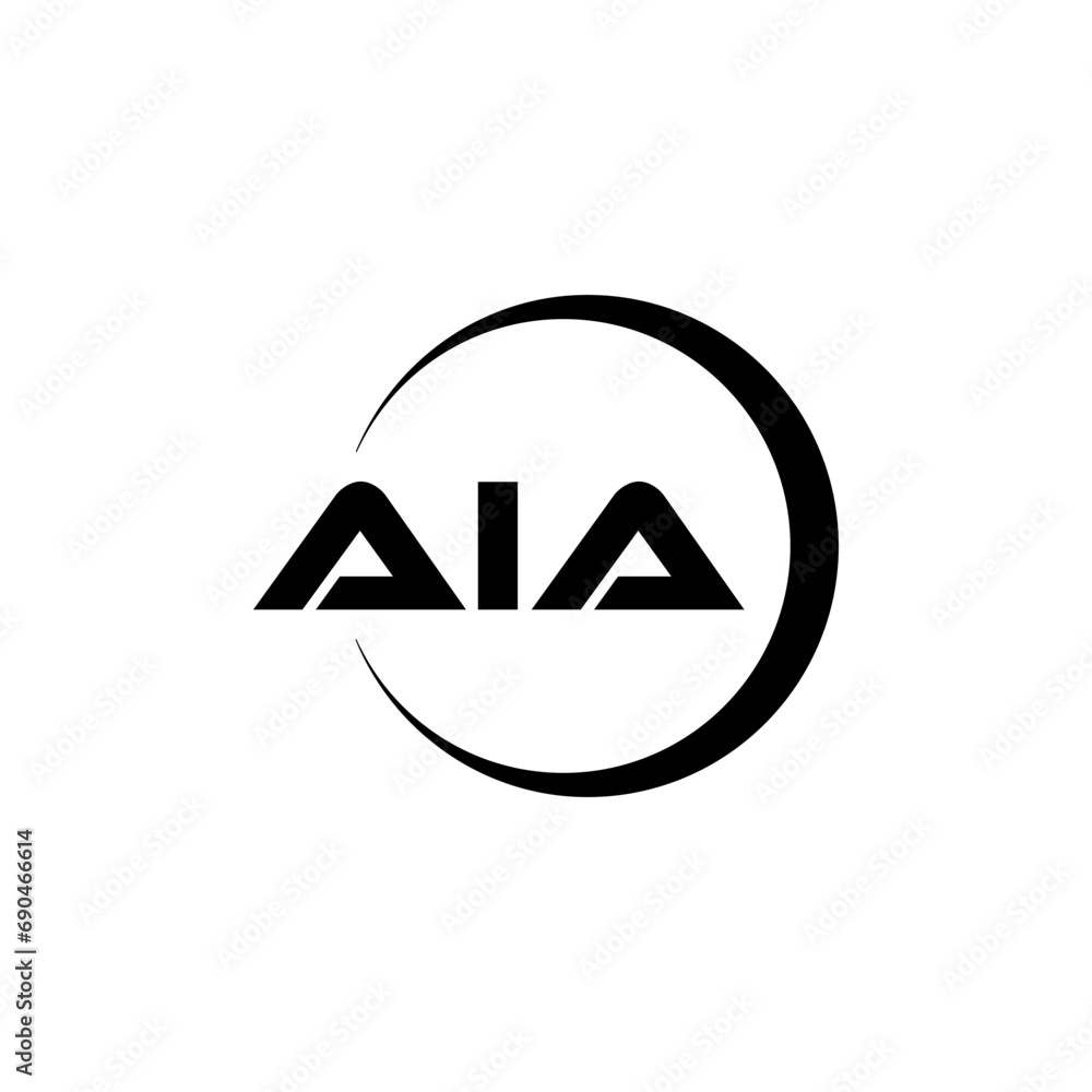 AIA letter logo design with white background in illustrator, cube logo ...