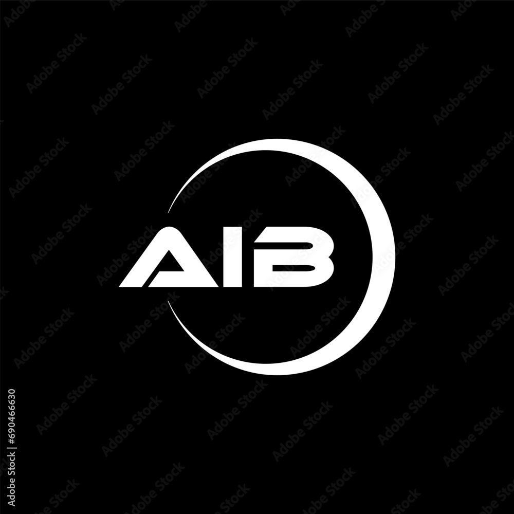 AIB letter logo design with black background in illustrator, cube logo ...