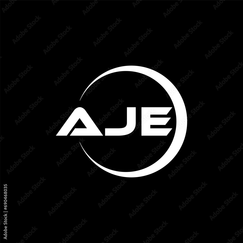 AJE letter logo design with black background in illustrator, cube logo ...