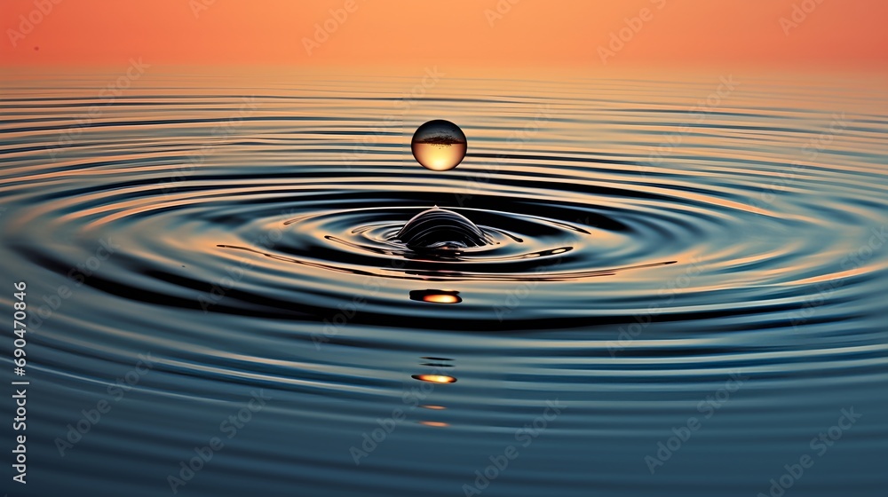 Drop of water ripple effect in body of water. (Generative AI). Stock ...