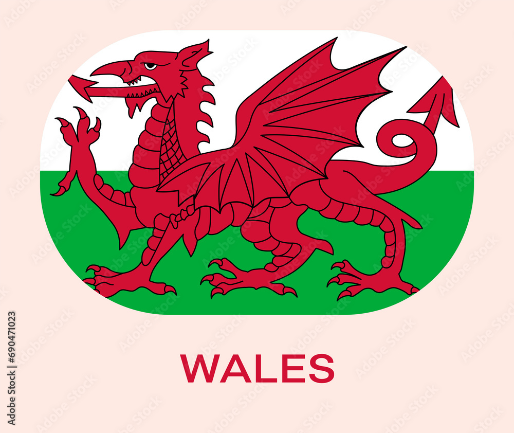 Flag Of Wales, Wales flag vector illustration National flag of Wales ...