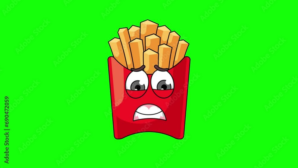french fries cartoon with a face screaming in fear, emoji emoticon ...