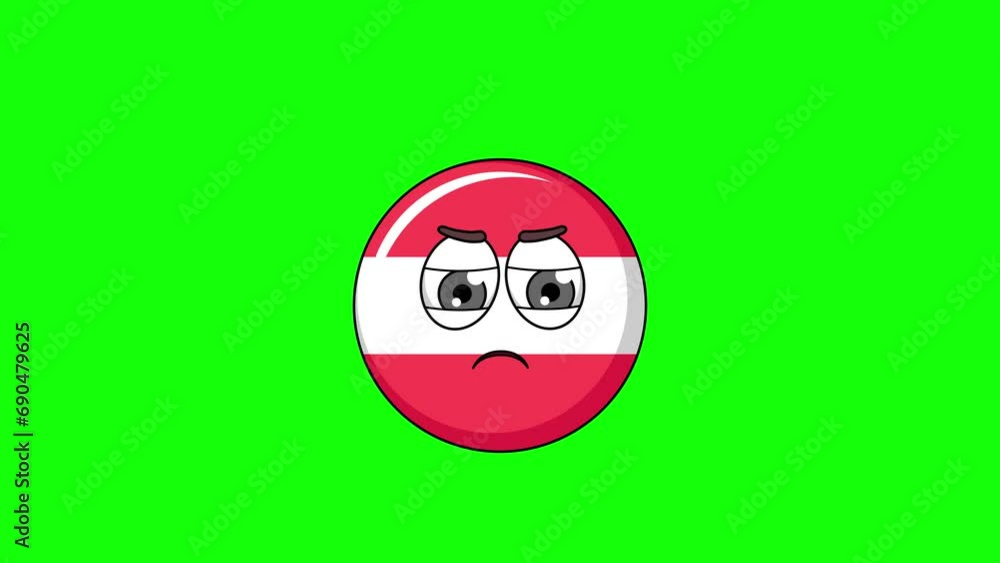 Angry emoticon of flag of austria character, loop animation emoji vídeo ...