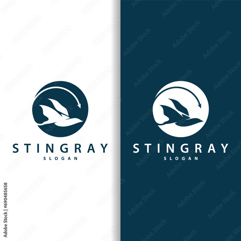 Stingray fish logo ocean animal design simple black manta silhouette ...