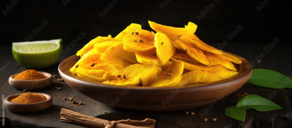 Spiced mango street snack from Kerala, made with fresh organic fruit ...
