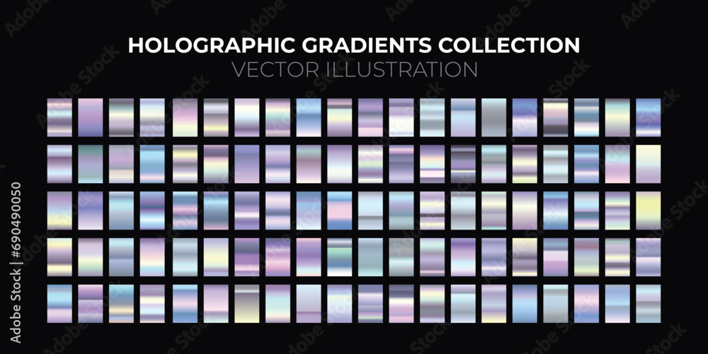 Holographic Gradients Collection. Set of metallic gradients. Purple ...
