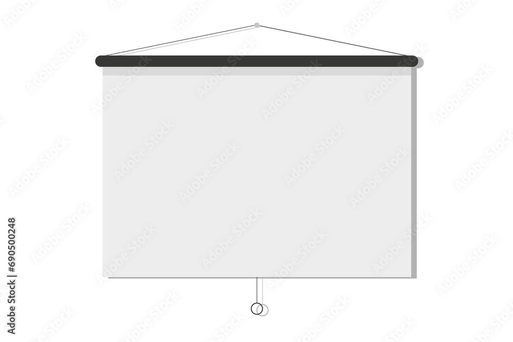 Hanging presentation screen. Empty board or billboard. Screen projector ...