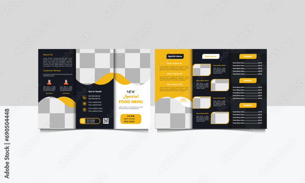 Food menu trifold brochure template. Delicious food brochure for ...